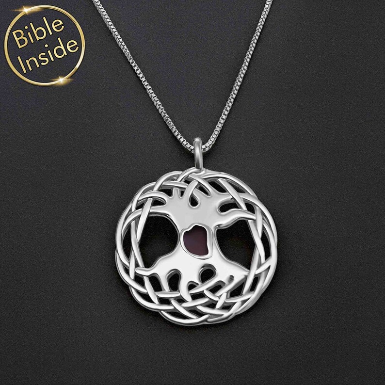 Tree of Life Necklace for Men With Nano Bible Masculine Tree of Life ...