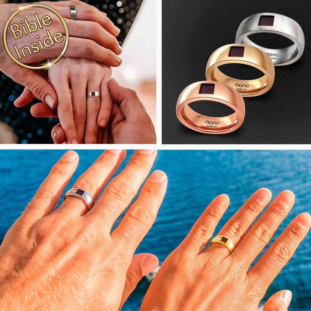 Matching Promise Rings for Him and Her With Nano Bible His Her Promise ...
