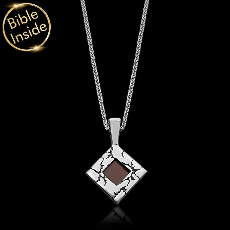Unique Necklace Design Rhombus Pendant With Nano Bible in Sterling ...