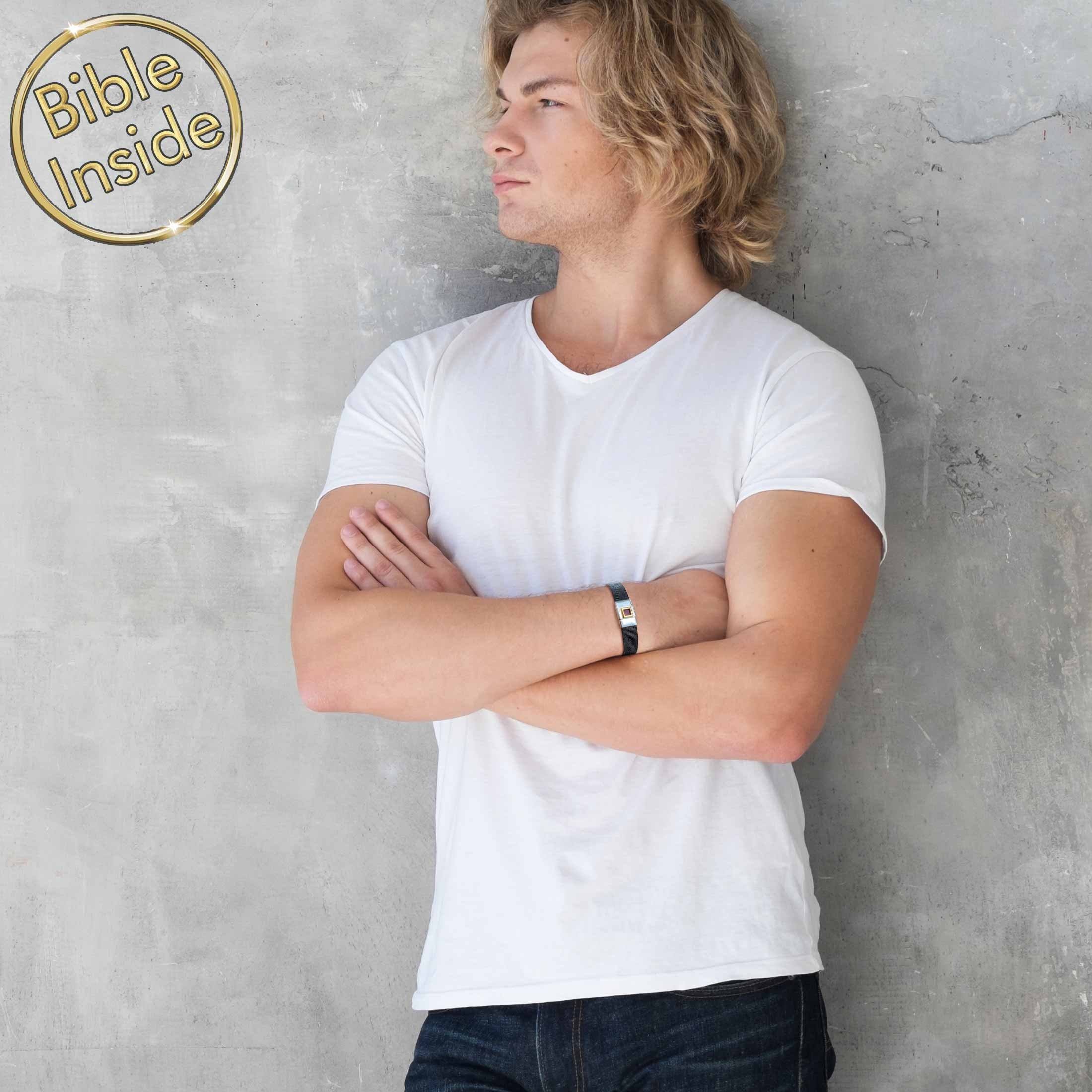 Nano Bible Men's Bracelet, Stainless Steel Bracelet, Nano Bible Jewelry ...