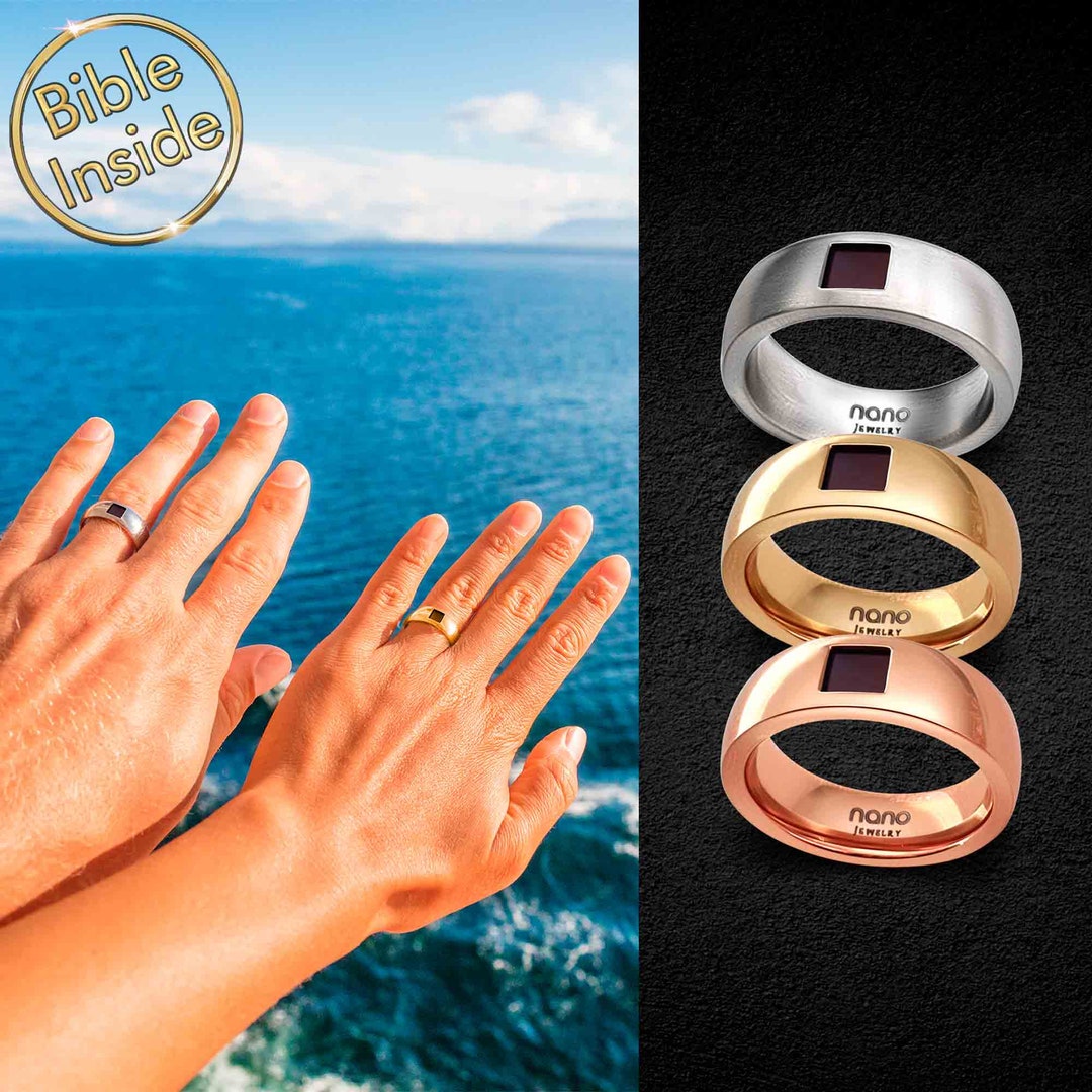Couples Promise Rings With Nano Bible, Cool Promise Rings for Couples ...