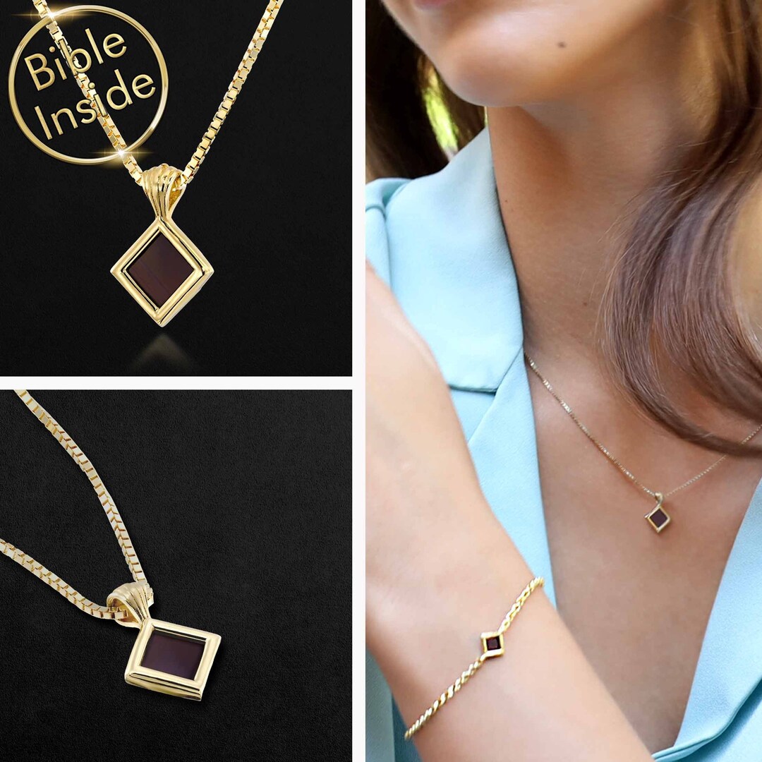 Gold Bible Pendant - Nano Bible Necklace in 14K Gold or Vermeil Holy ...