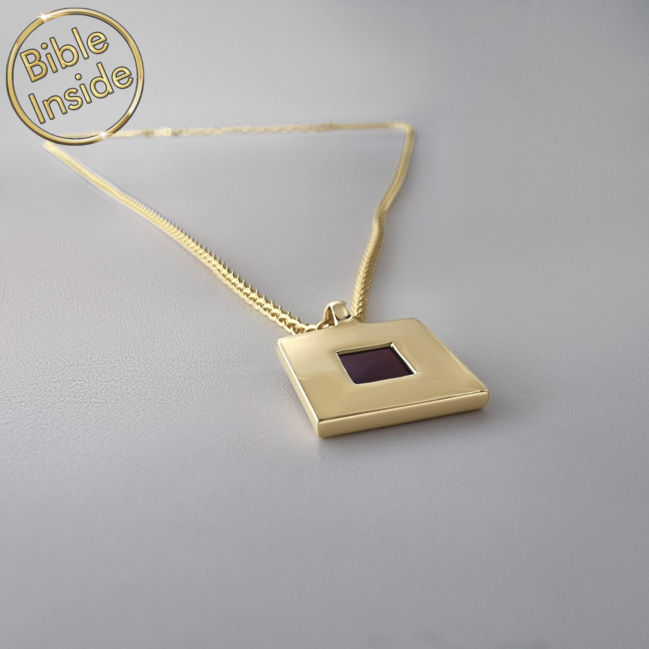 Square Pendant With Nano Bible, Nano Bible Jewelry, Mens Pendant ...