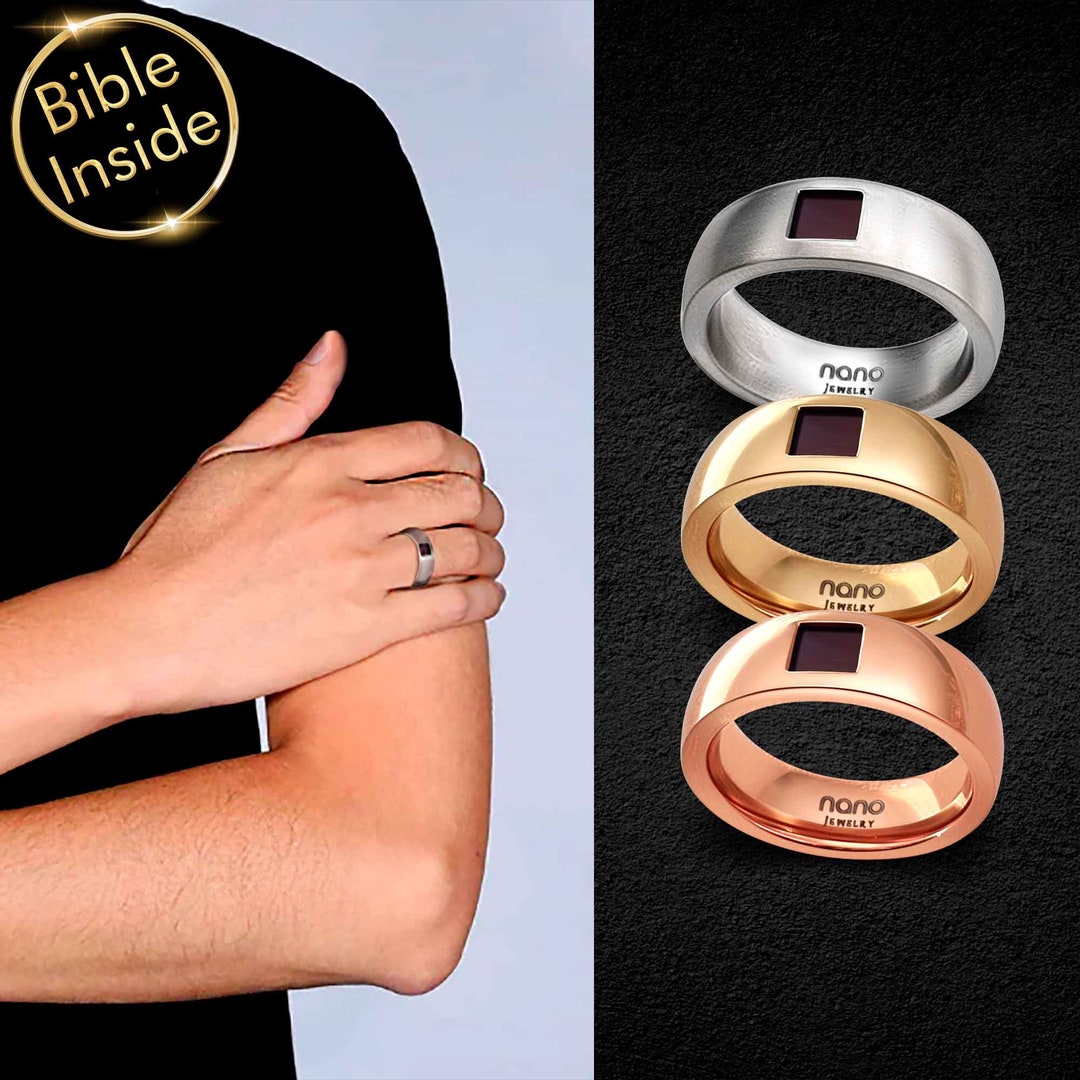 Stainless Steel Rings for Men With Nano Bible, Robust and Spiritually ...