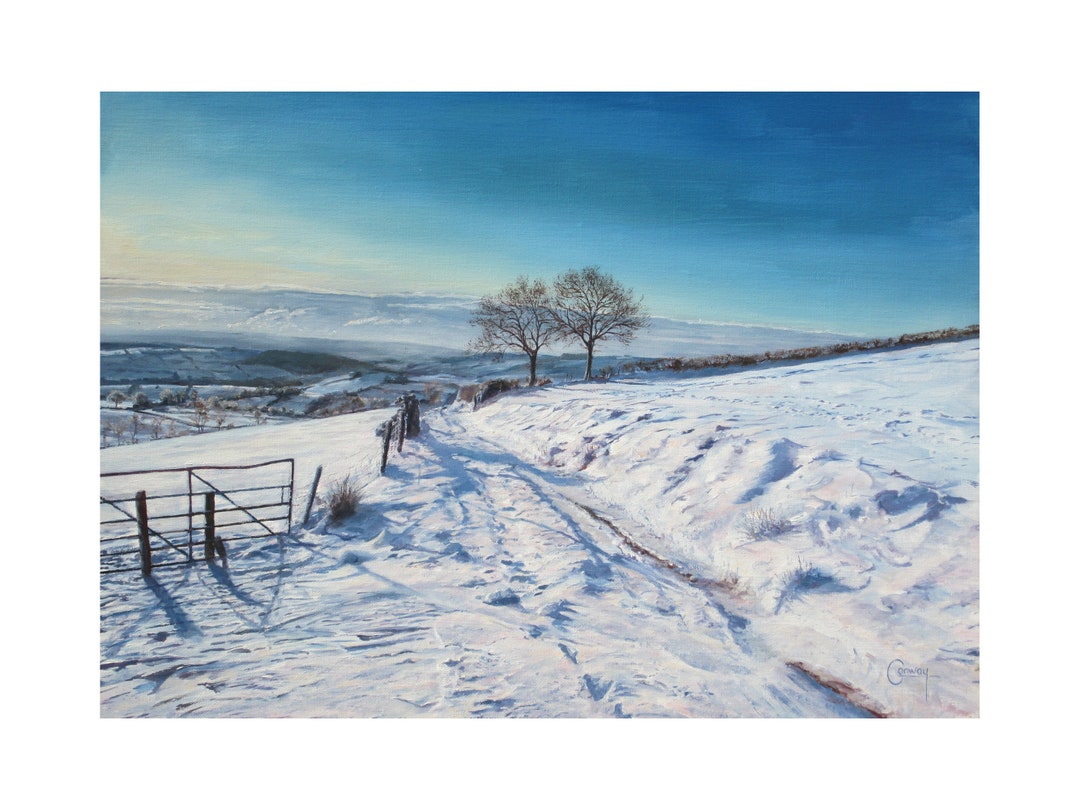 Christmas and Seasonal Card Snowy Winter Welsh Hills Scene Rural Wales ...