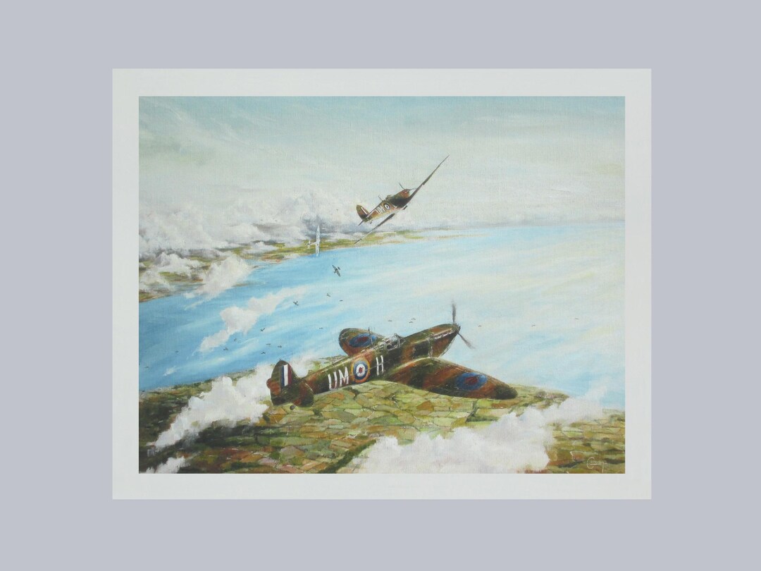 New SPITFIRE FORMATION BREAK Aviation Print From Original Art- WW2 ...