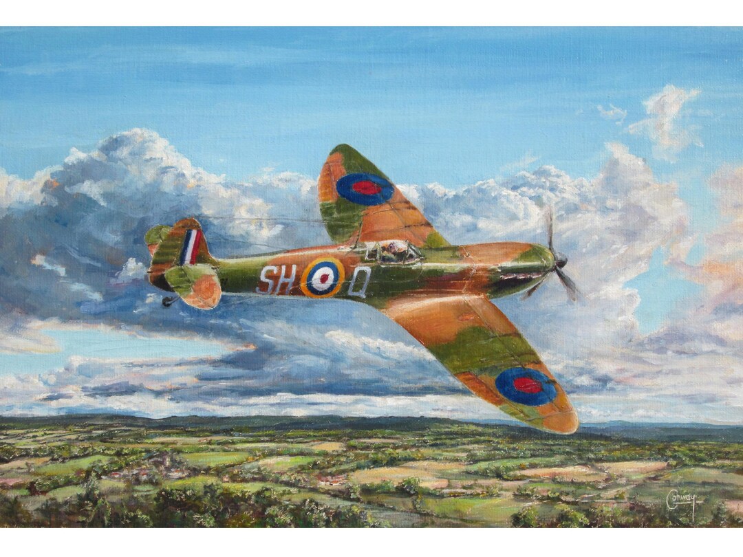 SPITFIRE Aeroplane Art Print- WW2 Battle of Britain Tribute- Original ...