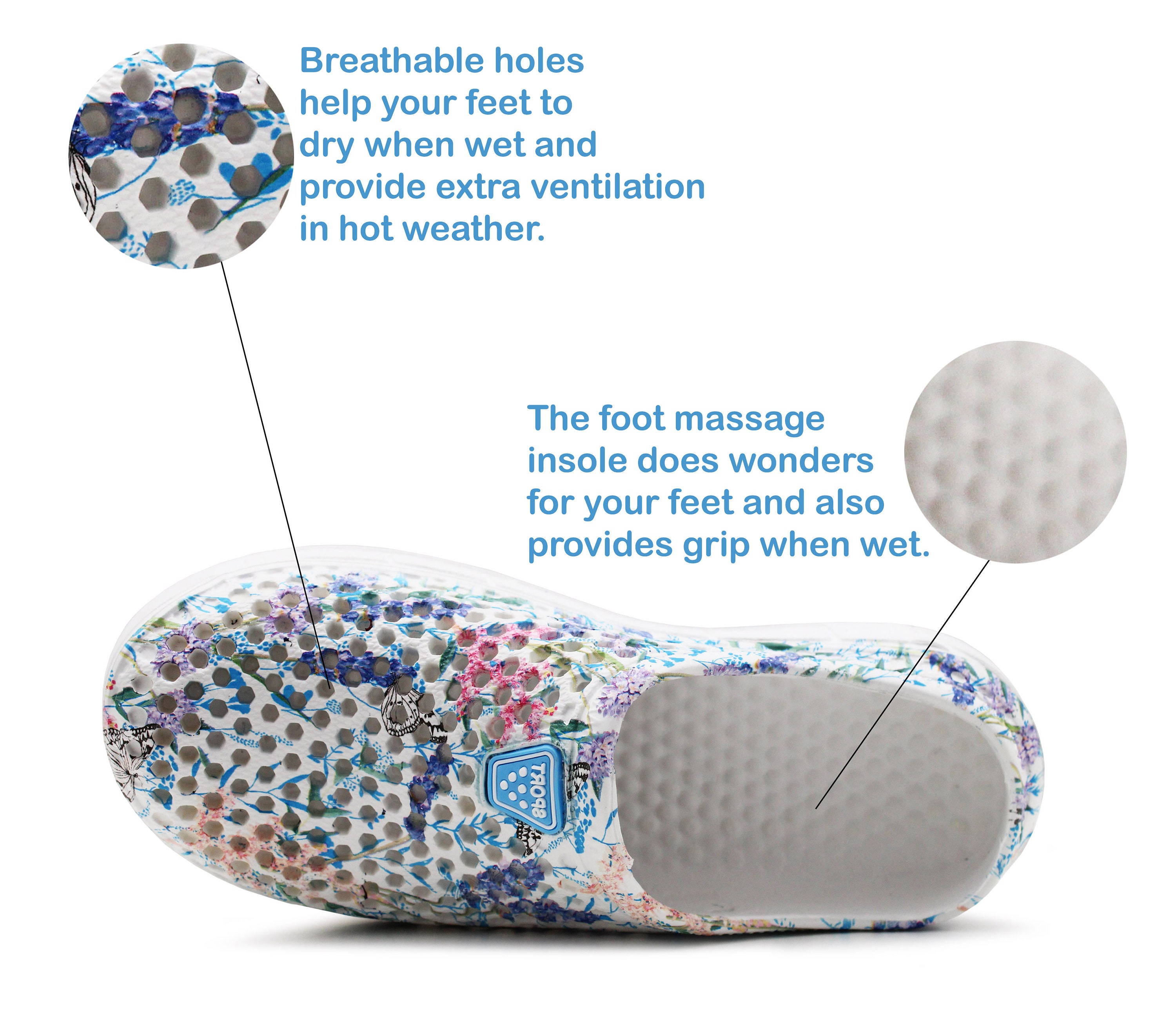 IMTY Womens Lightweight Breathable Clogs Slip on EVA Ladies Floral ...