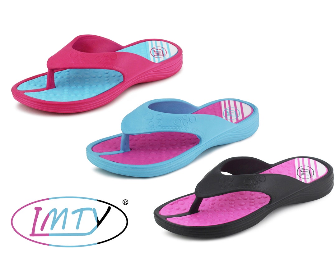 Womens Ladies Lightweight EVA Toe Post Slip on Flat Beach Summer Pool ...