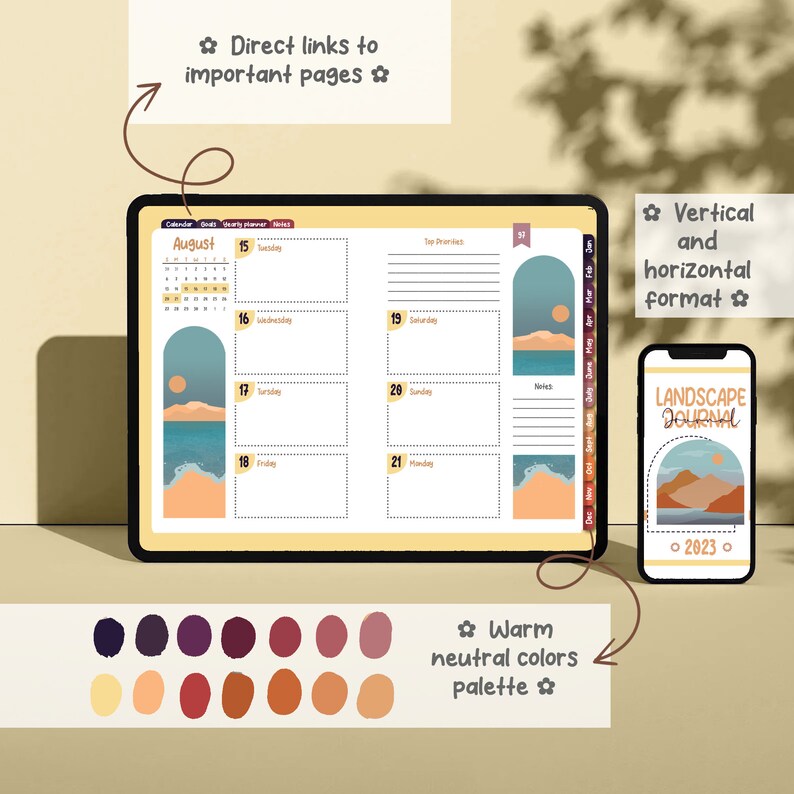 Landscape Digital Journal Planner 2023 - Etsy