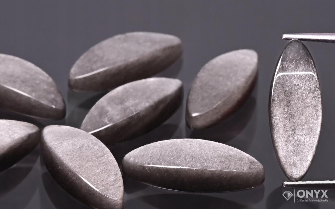 Obsidian Silver Convex Plate Oval 14x5, 18x6,5 Mm - Etsy