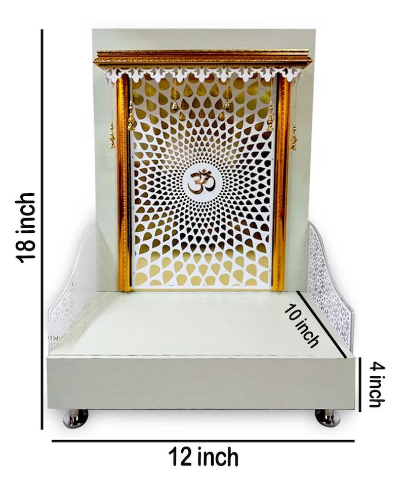 Woodmania Modern Wooden Temple With LED Light for Home and Office Puja ...