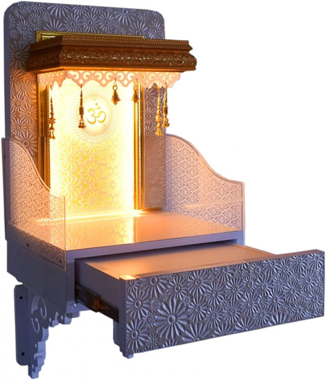Wooden Temple for Home With LED Lights for Home and Office / Wooden ...