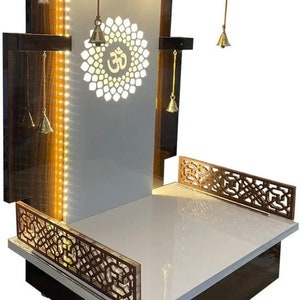 Wooden Temple for Home With LED Lights for Home and Office / Wooden ...