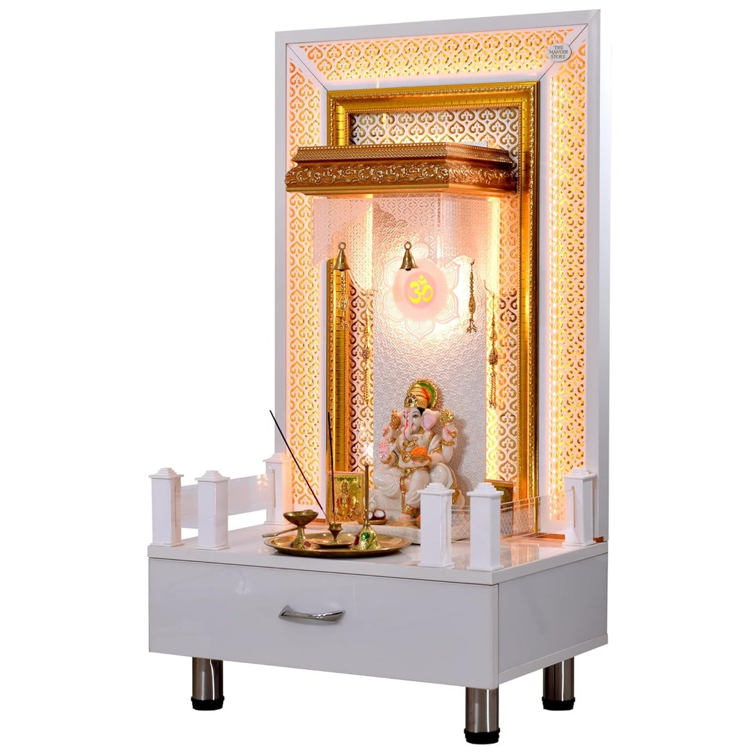 White Modern LED Lights Temple for Home and Office / Table Top and Wall ...