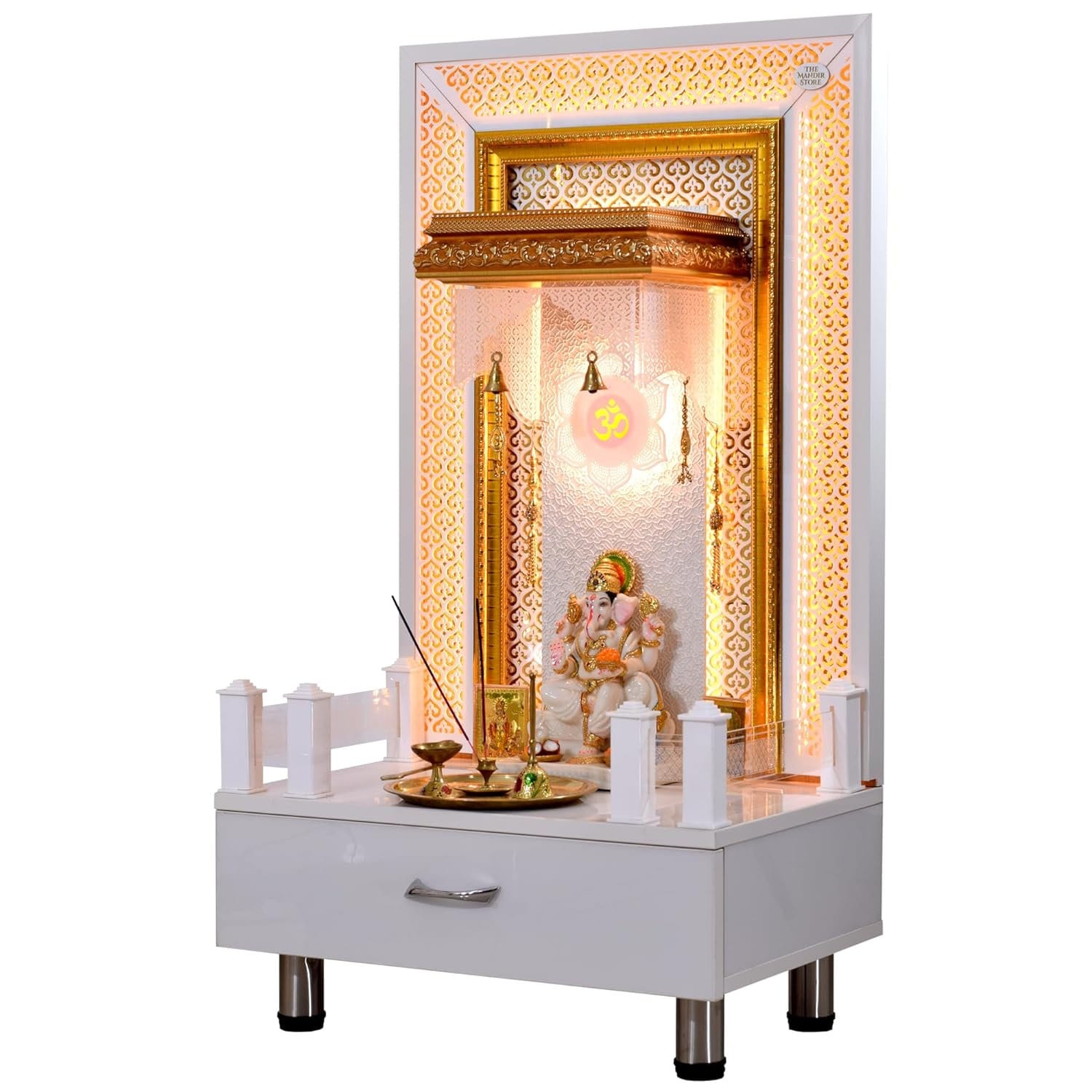 White Modern LED Lights Temple for Home and Office / Table Top and Wall ...
