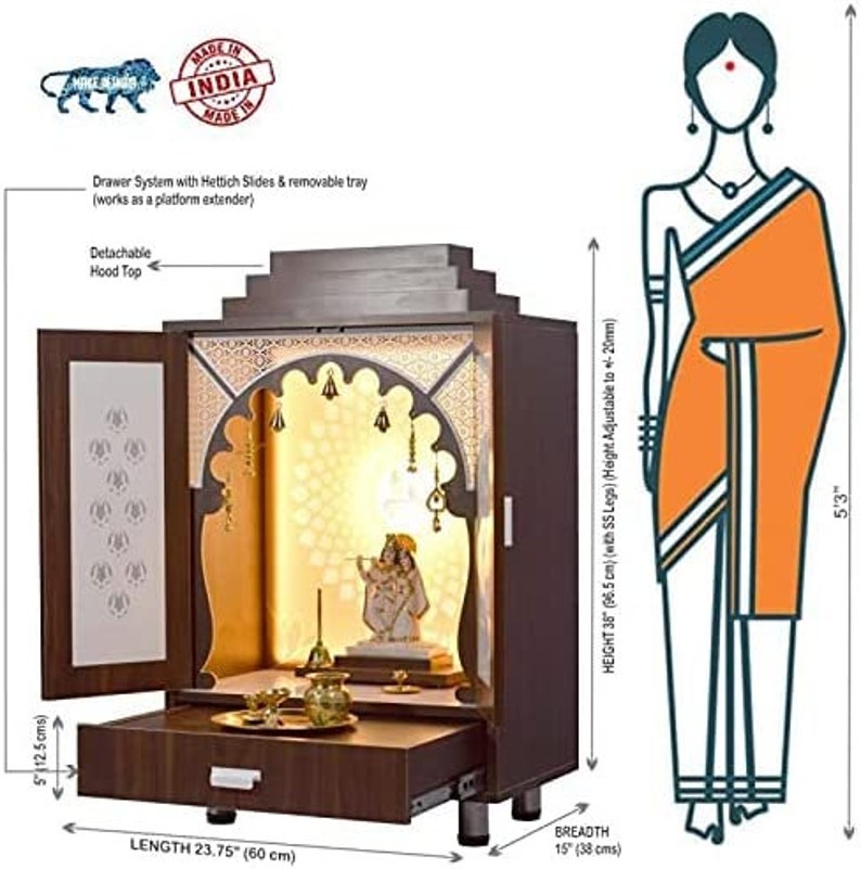 Large Wooden Pooja Mandir / Mandir for Home & Office / Temple - Etsy UK