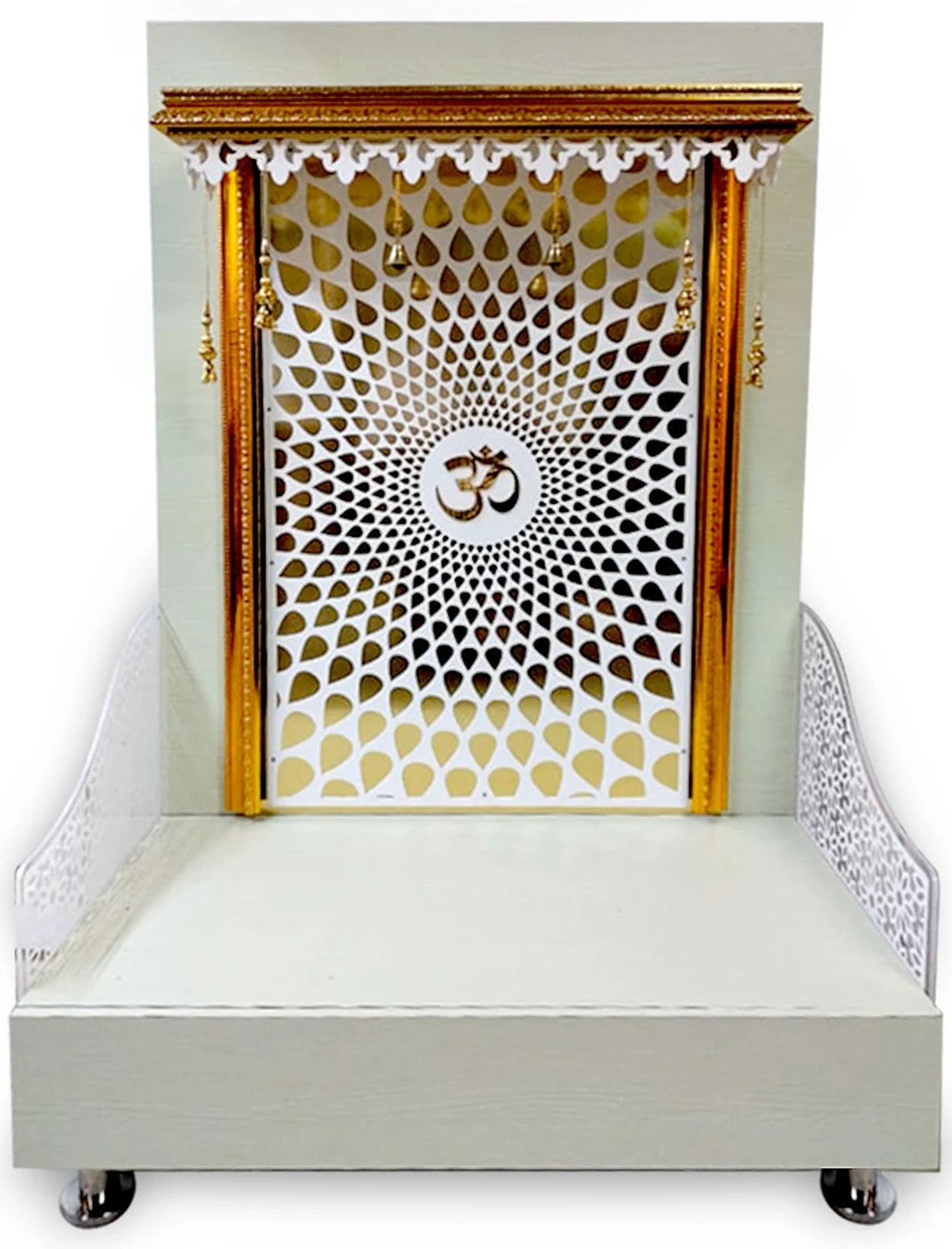 Woodmania Modern Wooden Temple With LED Light for Home and Office Puja ...