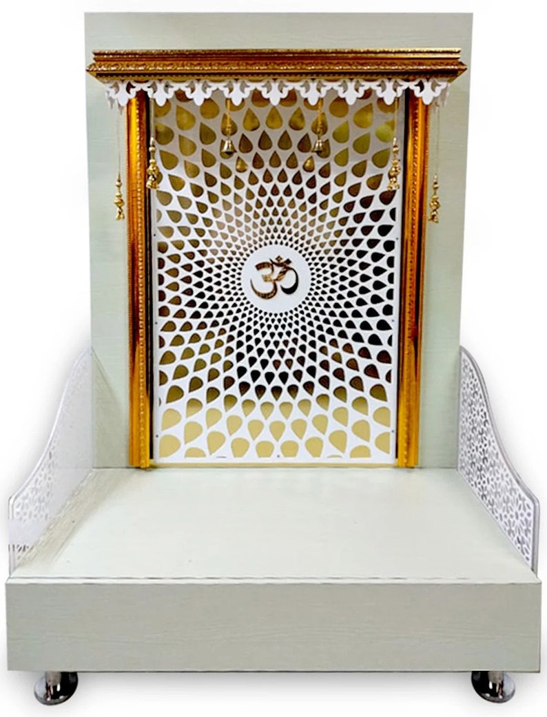 Woodmania Modern Wooden Temple With LED Light for Home and Office Puja ...