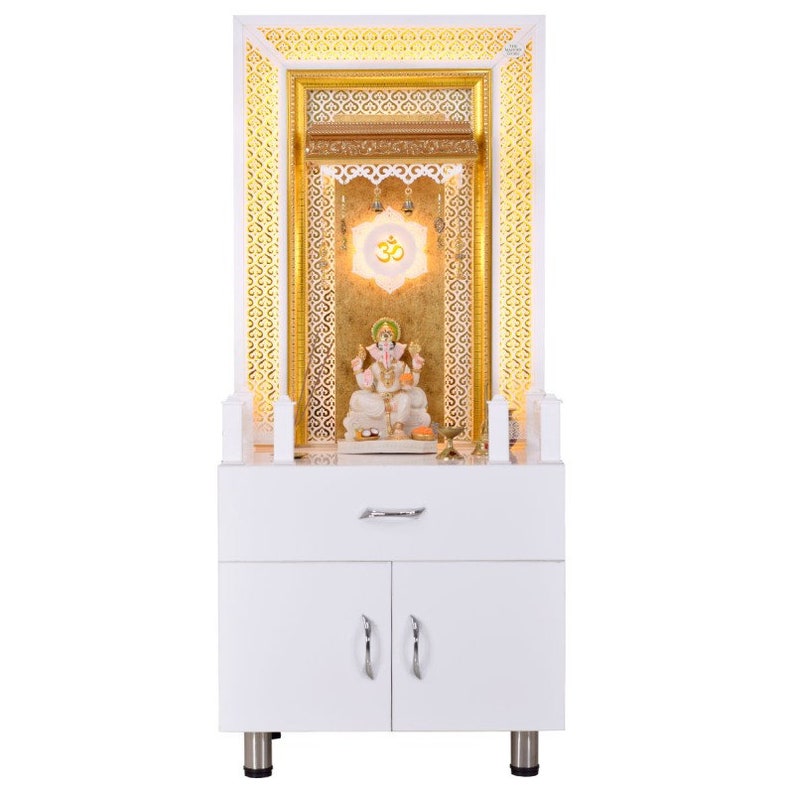 Wooden Customized Large Pooja Mandir for Home and Office / LED Lights ...