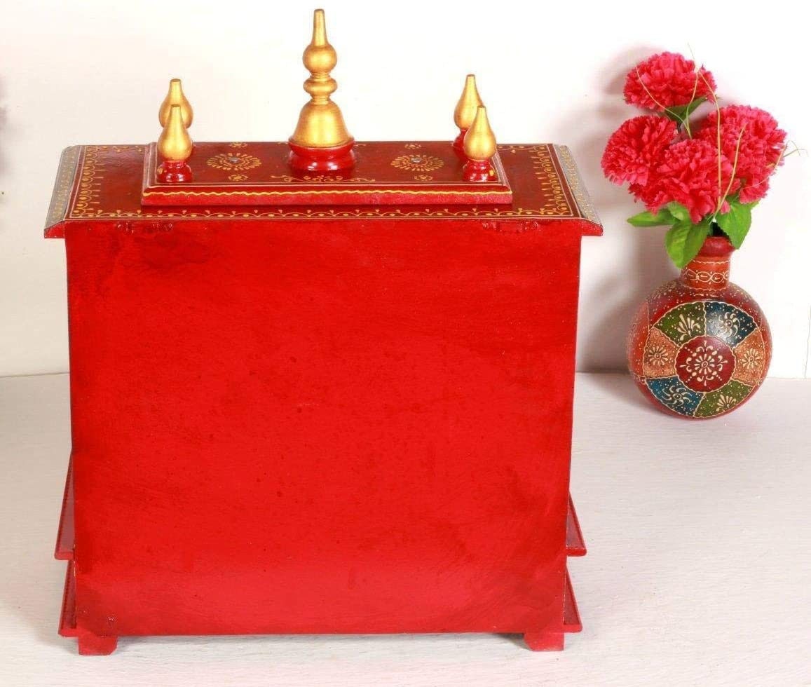 Pooja MANDIR WOODEN TEMPLE With Doors for Home Office Prayer Room ...