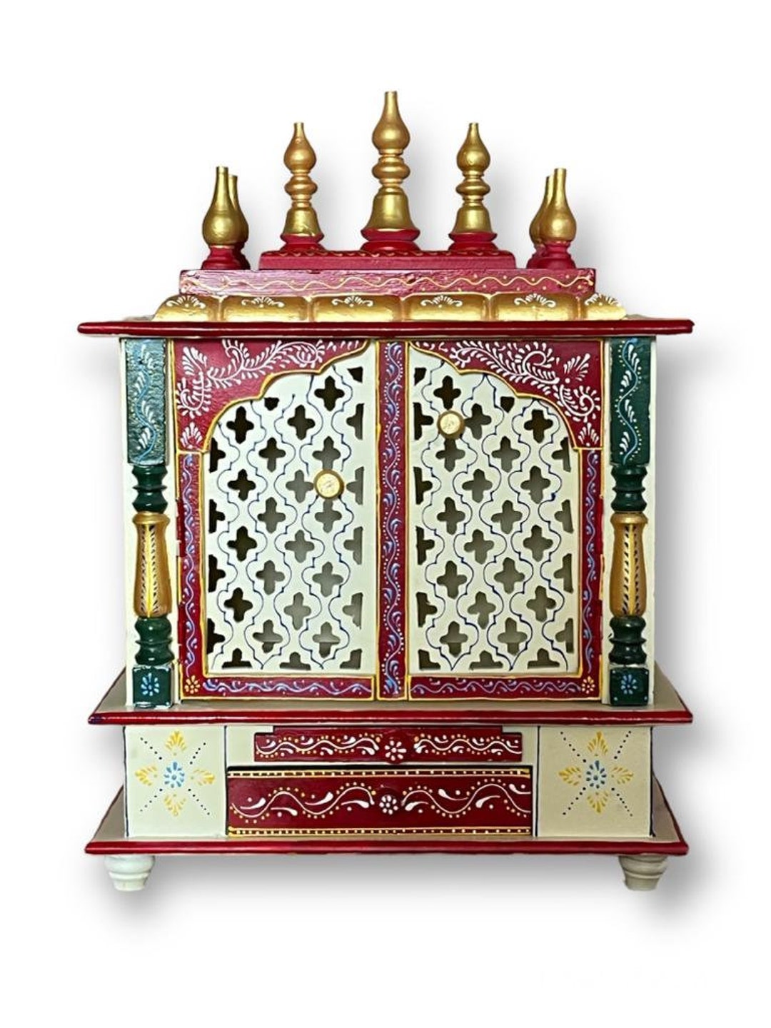 Buy Wooden Puja Mandir / Mandir With Doors and Storage Cabinets ...