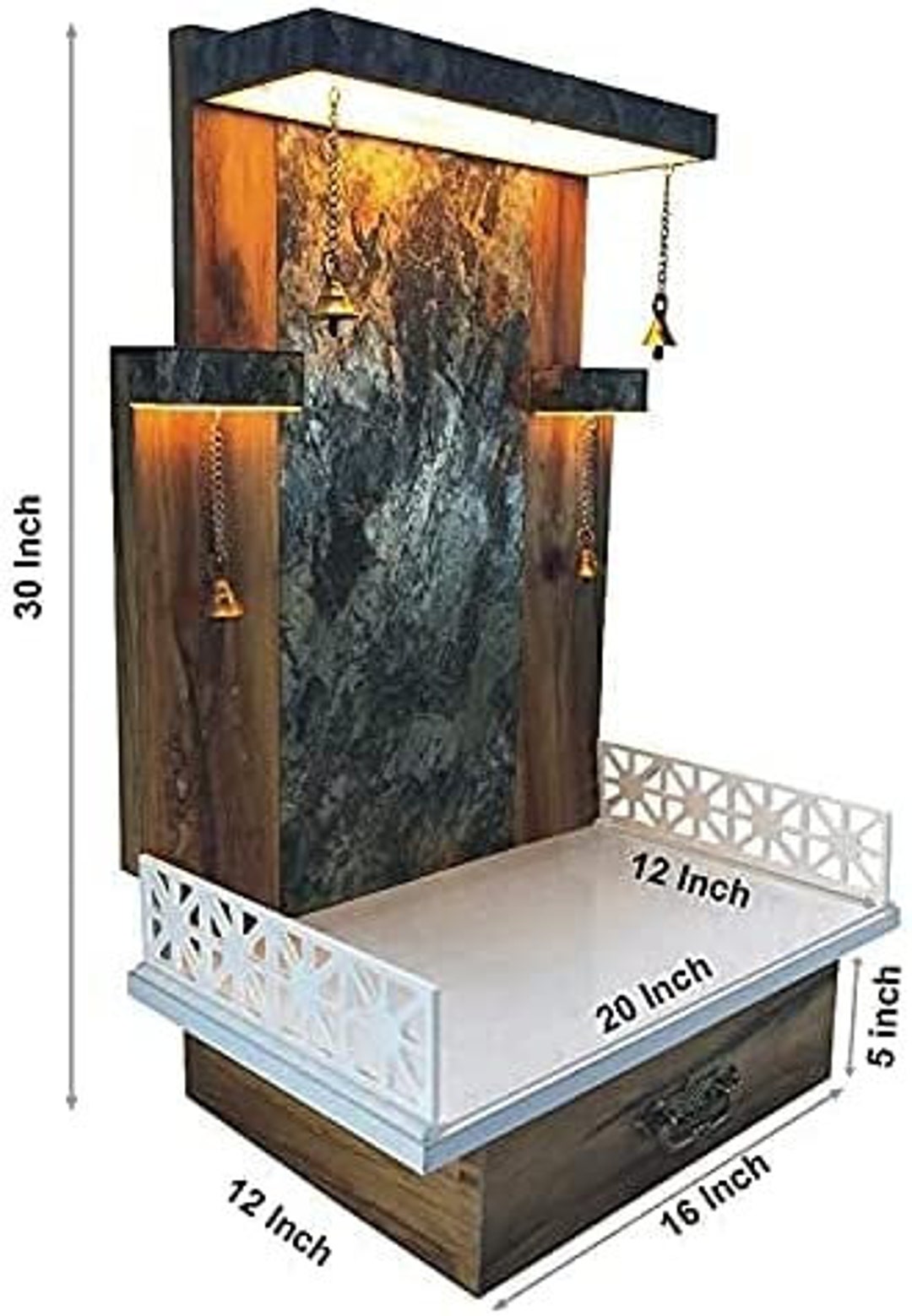 Wooden Temple Mandap for Home With LED Lights / Desginer Pooja Mandir ...