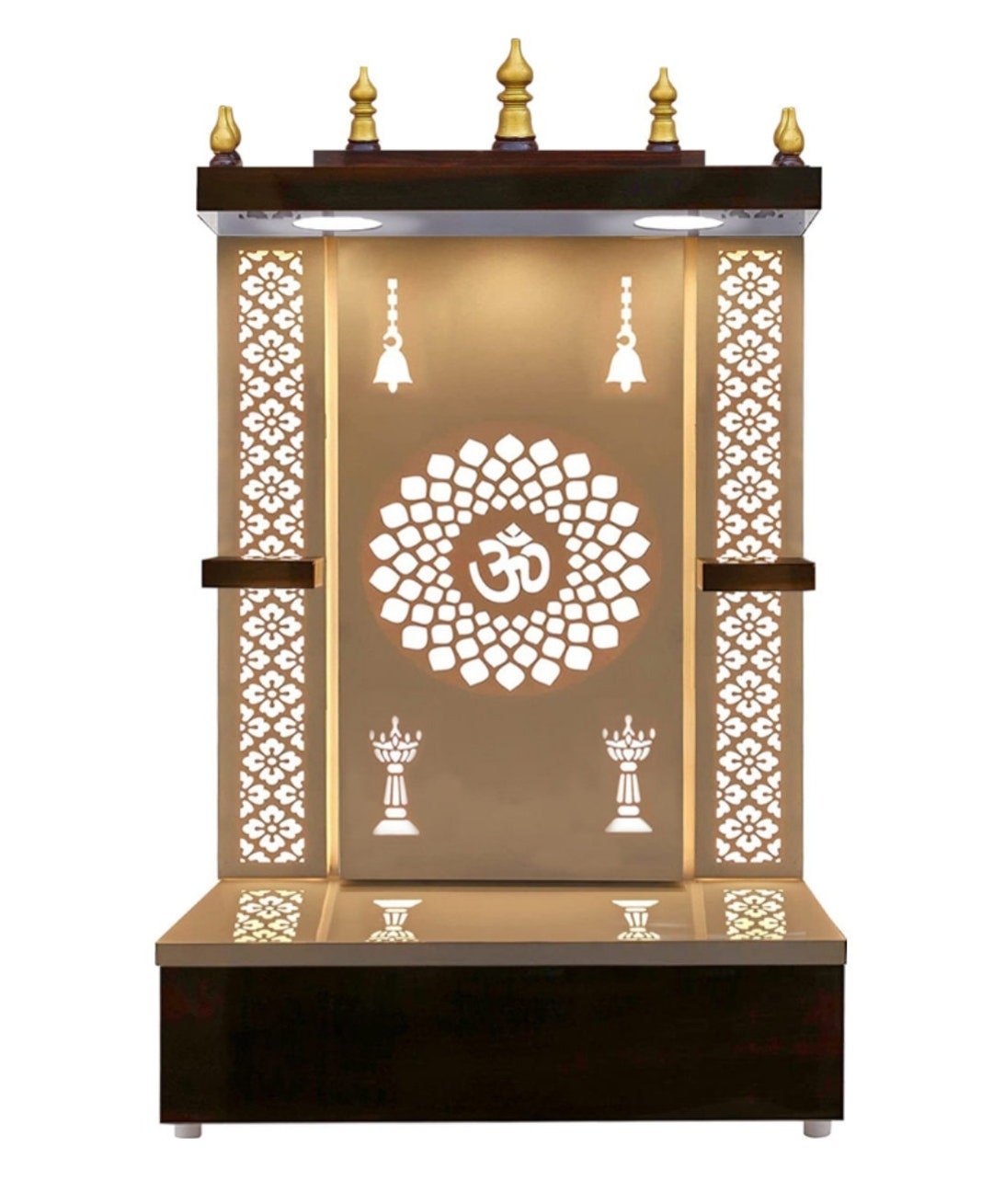 Buy Wooden Pooja Altar / Mandir/ Designer Wooden Temple With LED Lights ...