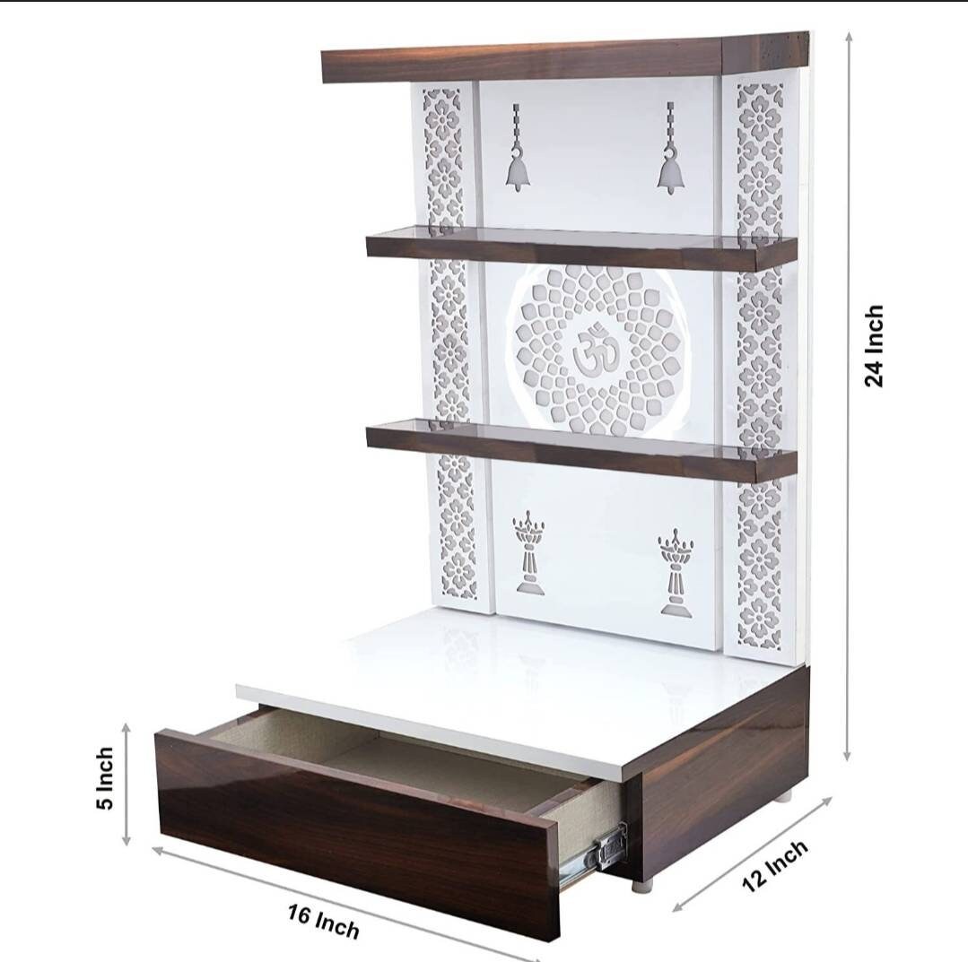 Pooja Mandir Wooden Textured Temple Mandir With Drawer Cabinets Mandir ...