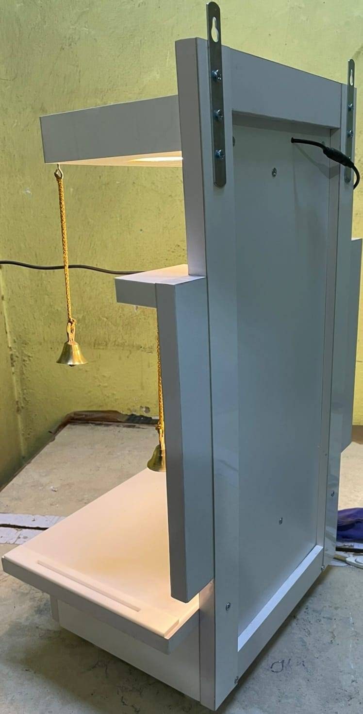 Designer White Wooden Customized Temple With LED Light for Home and ...