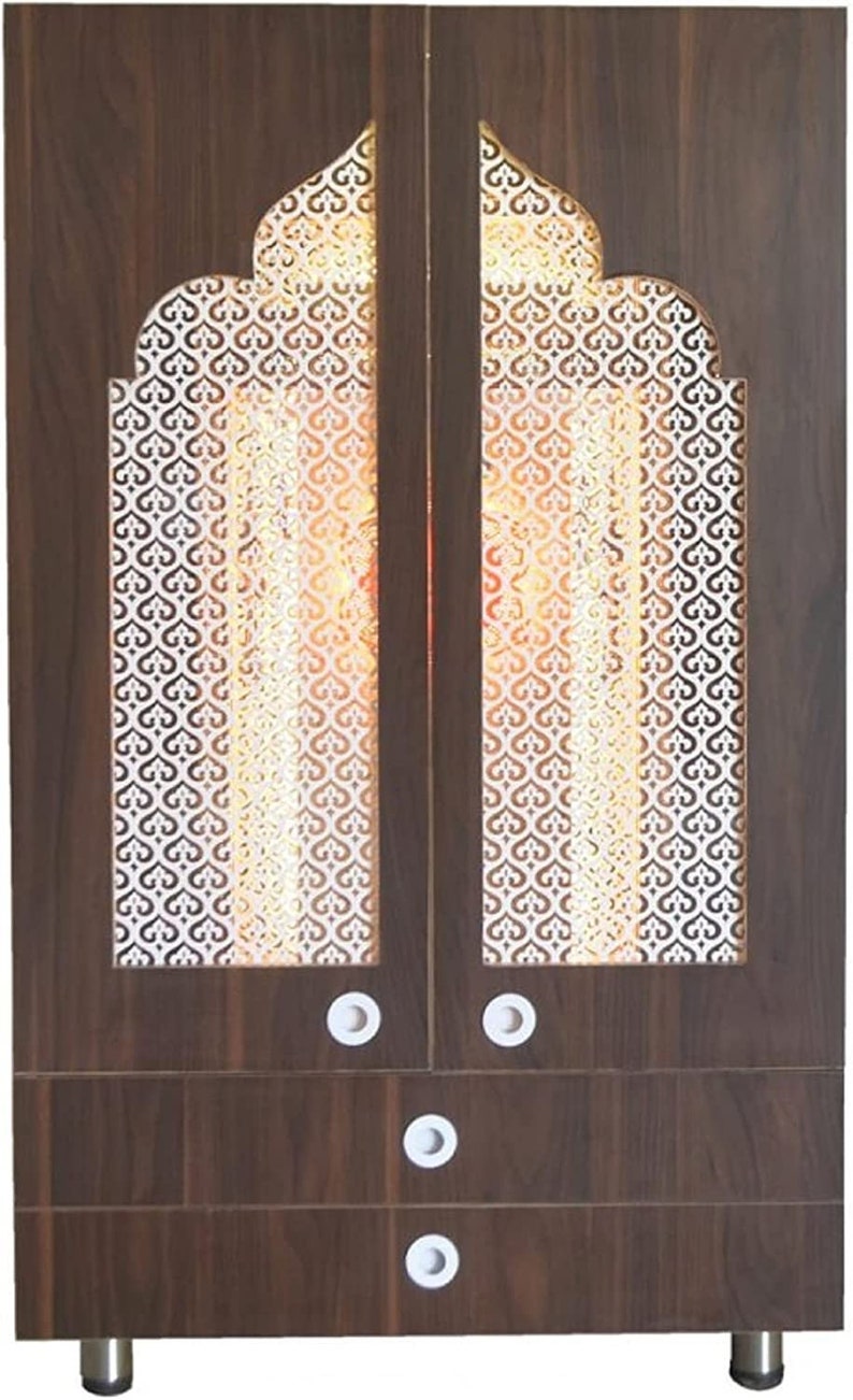 Extra Large Home Wooden White Temple With LED Lights for Home and ...