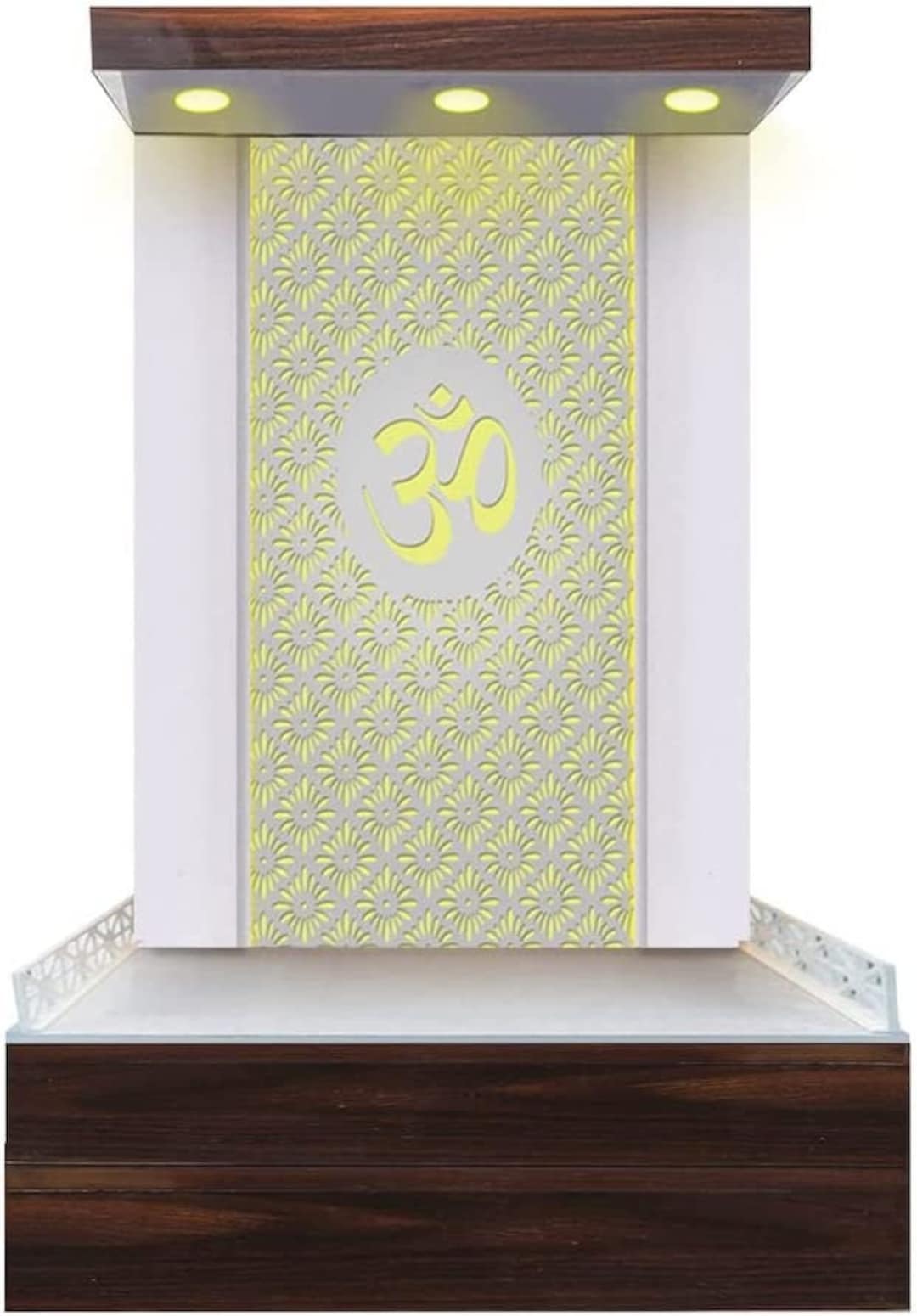 Wooden Handmade Designer LED Temple for Home / Pooja Mandir wall ...