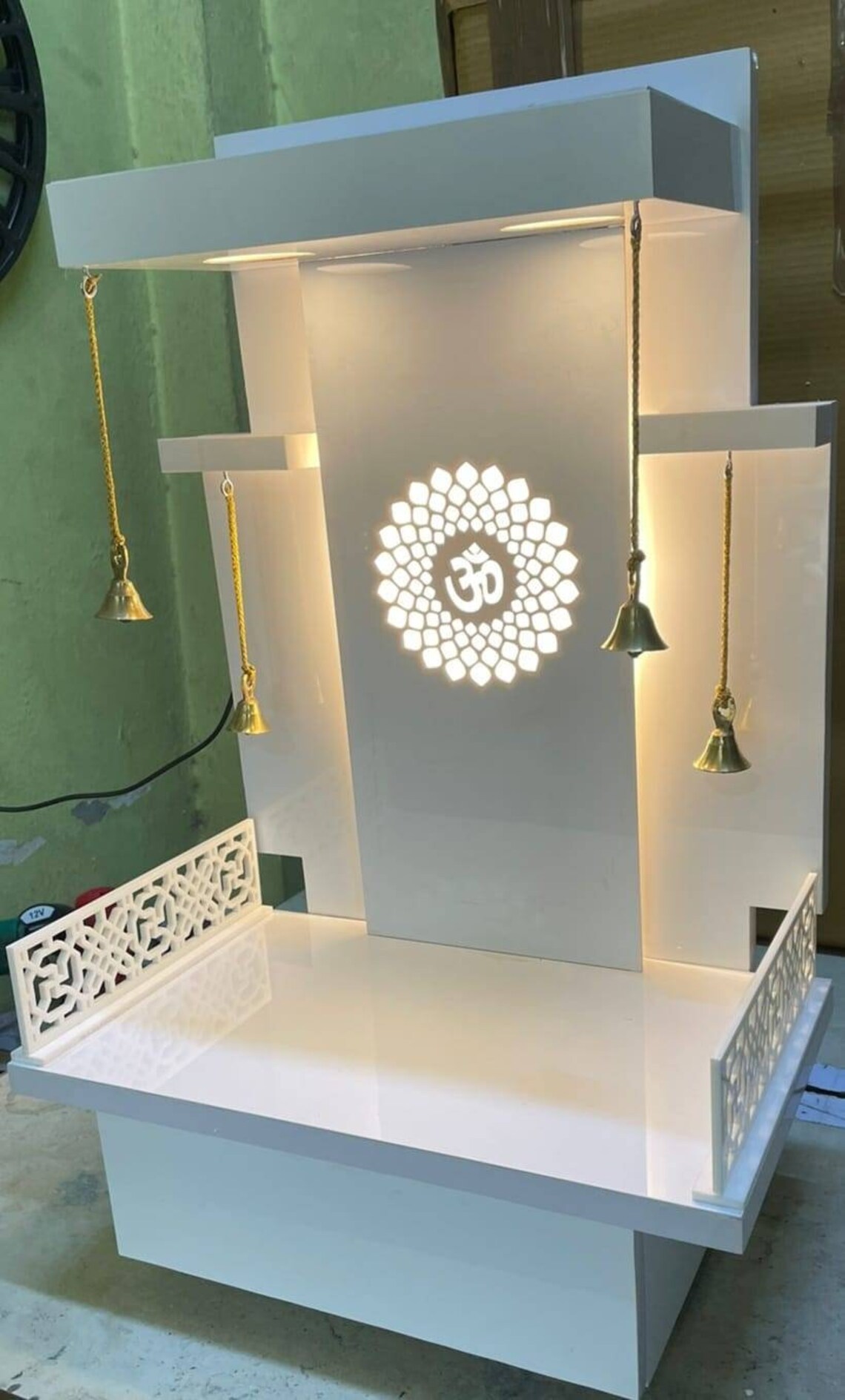 Designer White Wooden Customized Temple With LED Light for - Etsy