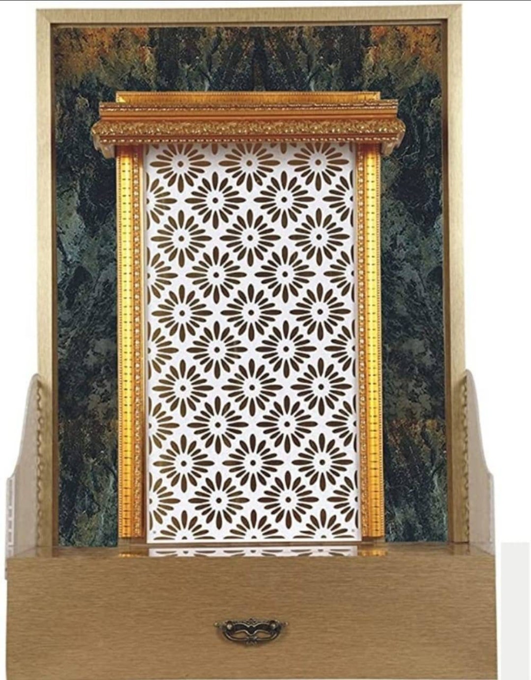 Pooja Mandir / Stone Textured Designer Wooden Temple / Mandir for Home ...