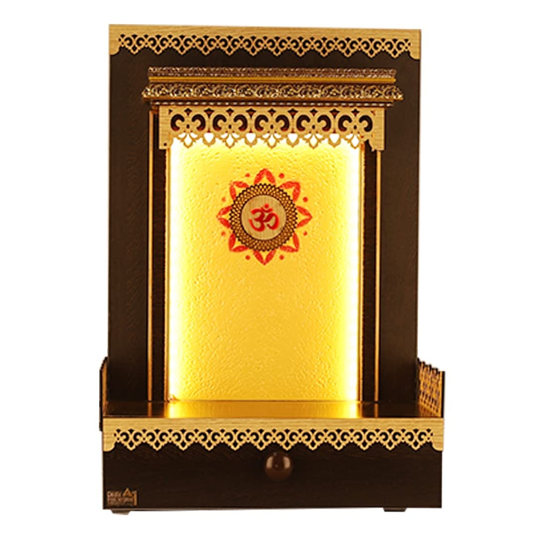 Wooden Temple With LED Lights for Home and Office Home Temple Puja ...