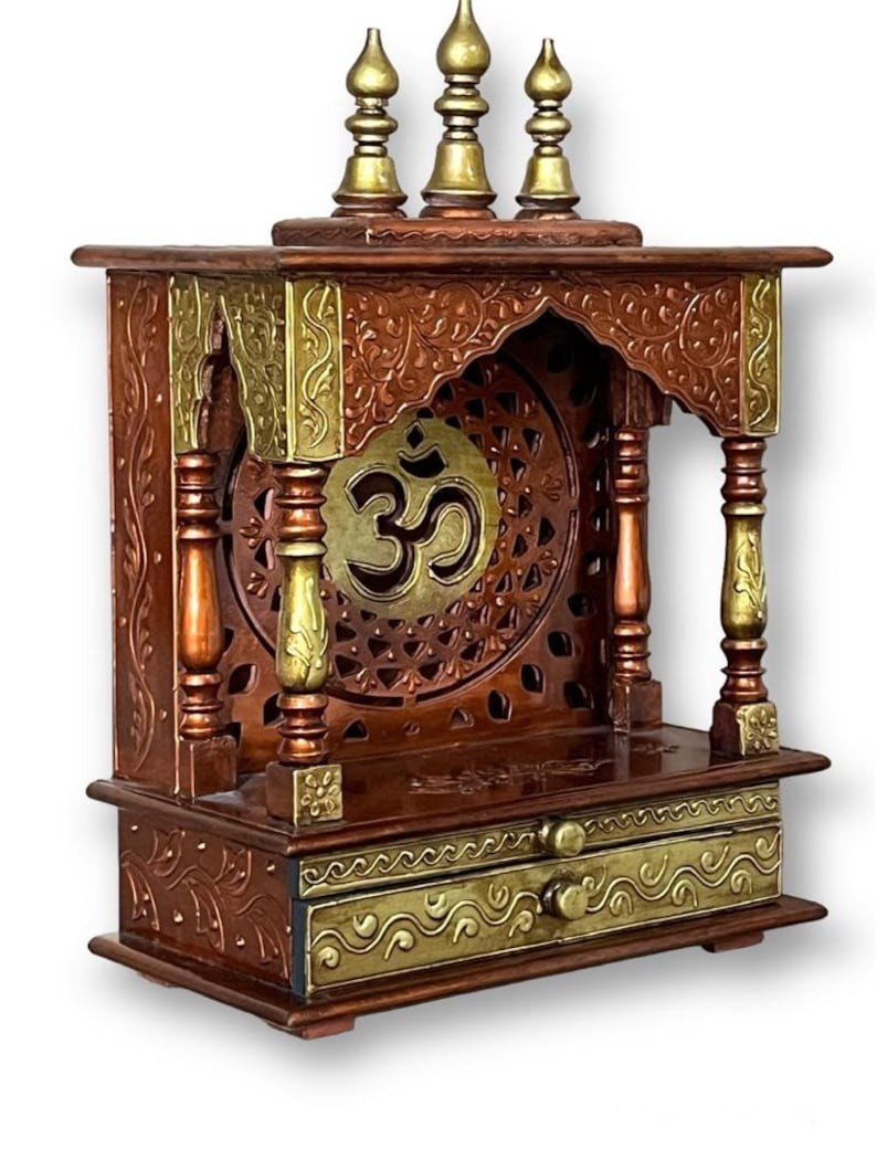 Wooden Temple Handcrafted Hindu Hanging Puja Mandir / Devghar / Mandap ...