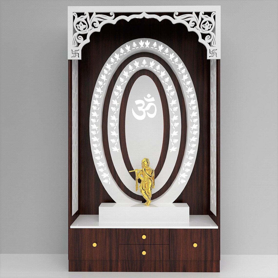 Wooden Designer Temple for Home With LED Lights for Home and Office ...