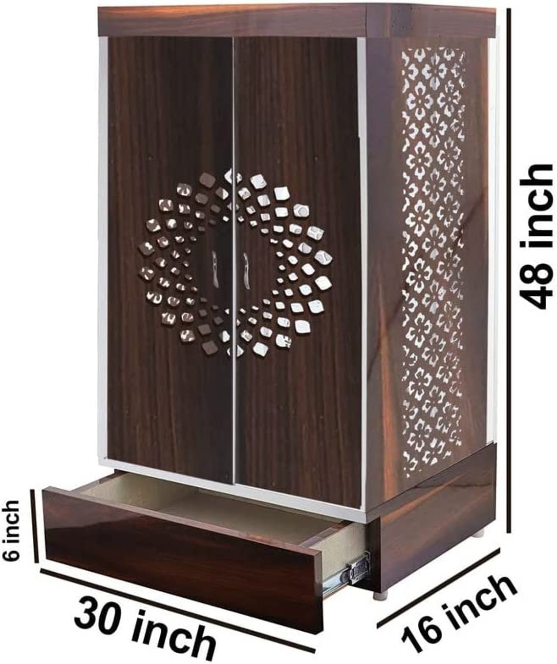 Large Puja Wooden Front Door Brown Mandir With LED / Mandir for Home ...