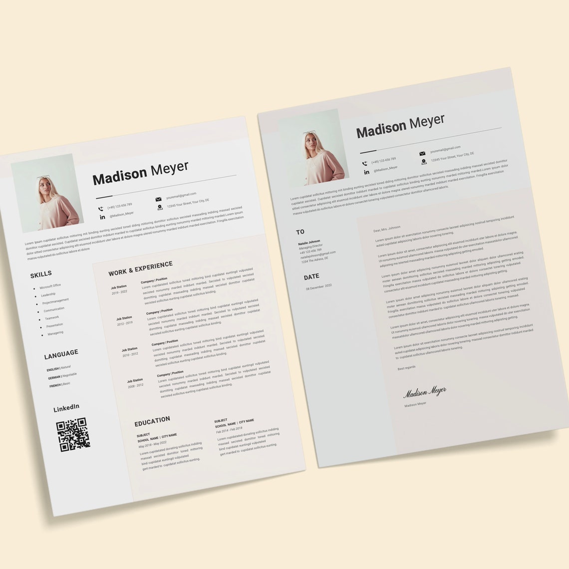 Resume Template, Professional Resume Template, Resume Template, Word ...