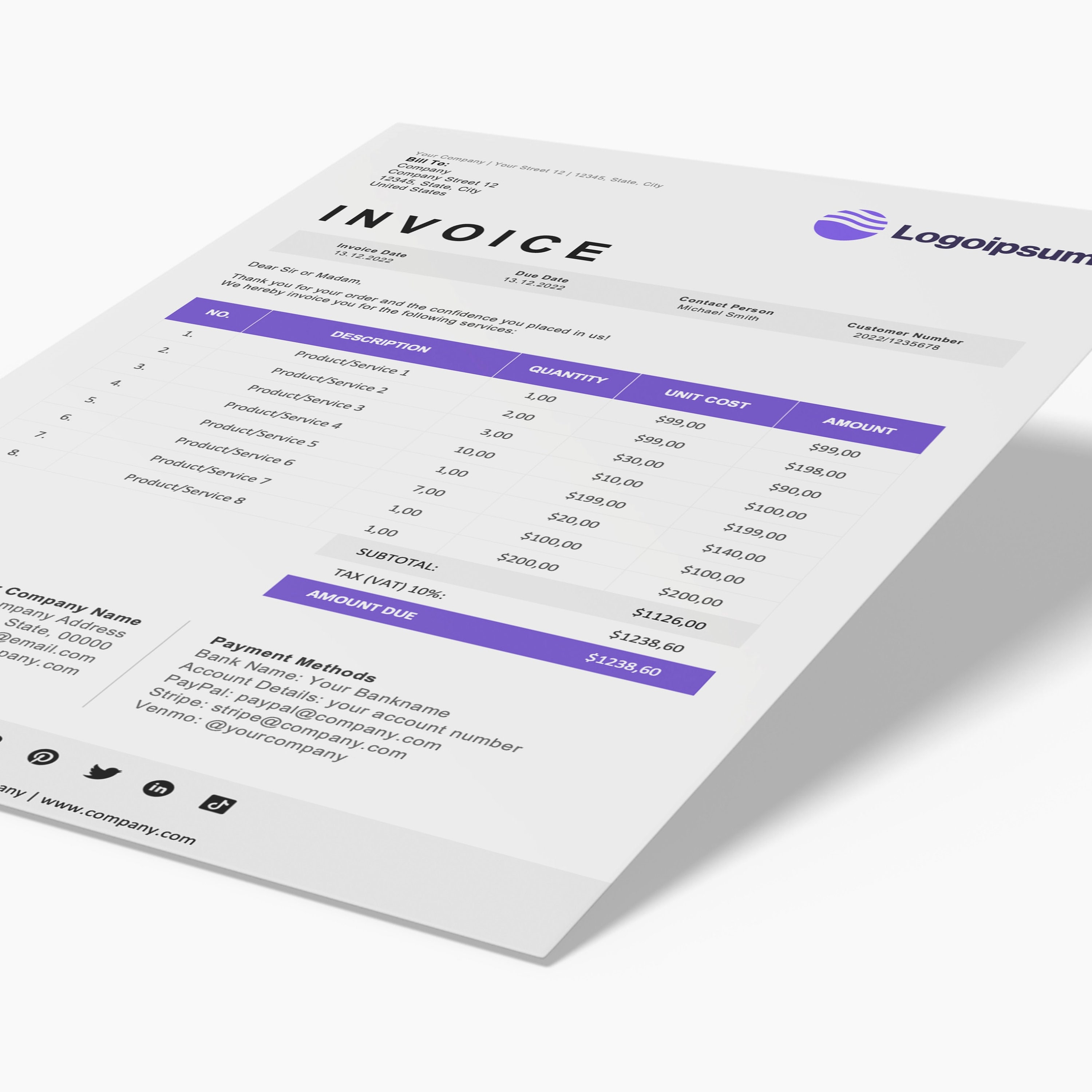 Invoice, Invoice Template, Business Invoice, Photography Invoice ...