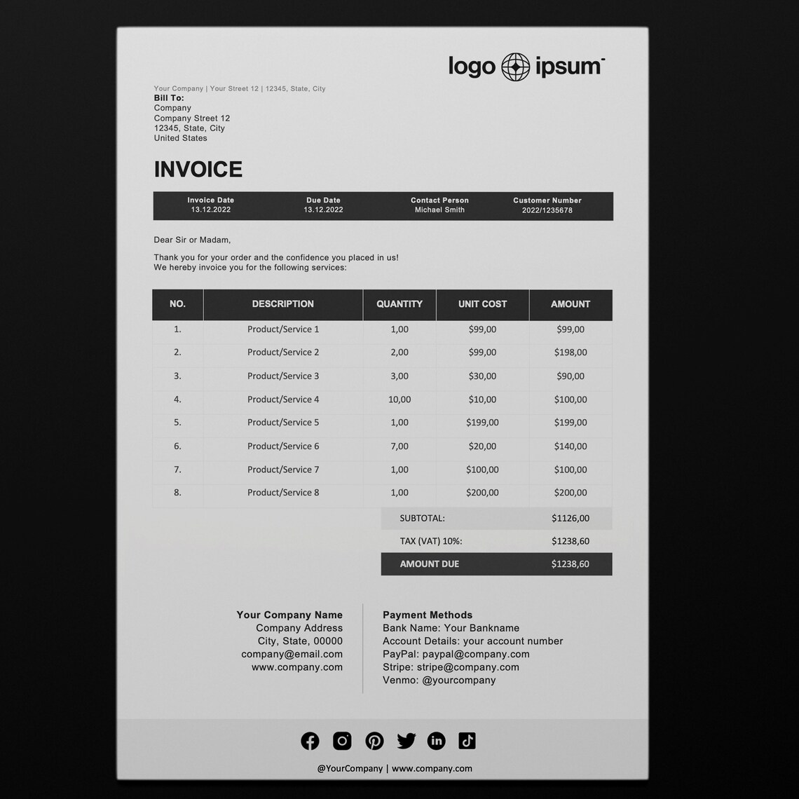 Invoice, Invoice Template, Business Invoice, Photography Invoice ...