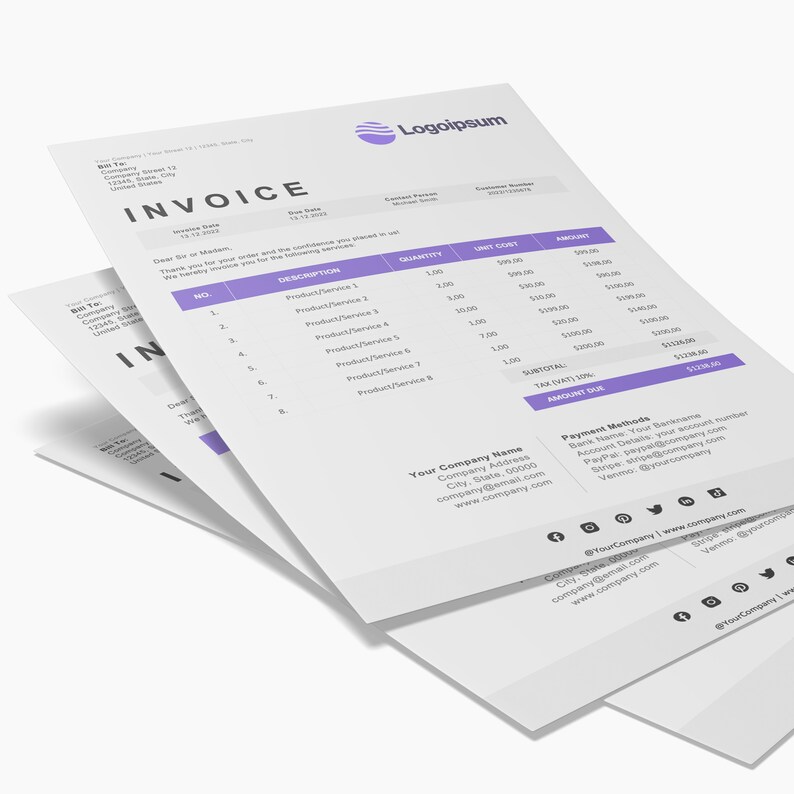 Invoice, Invoice Template, Business Invoice, Photography Invoice ...