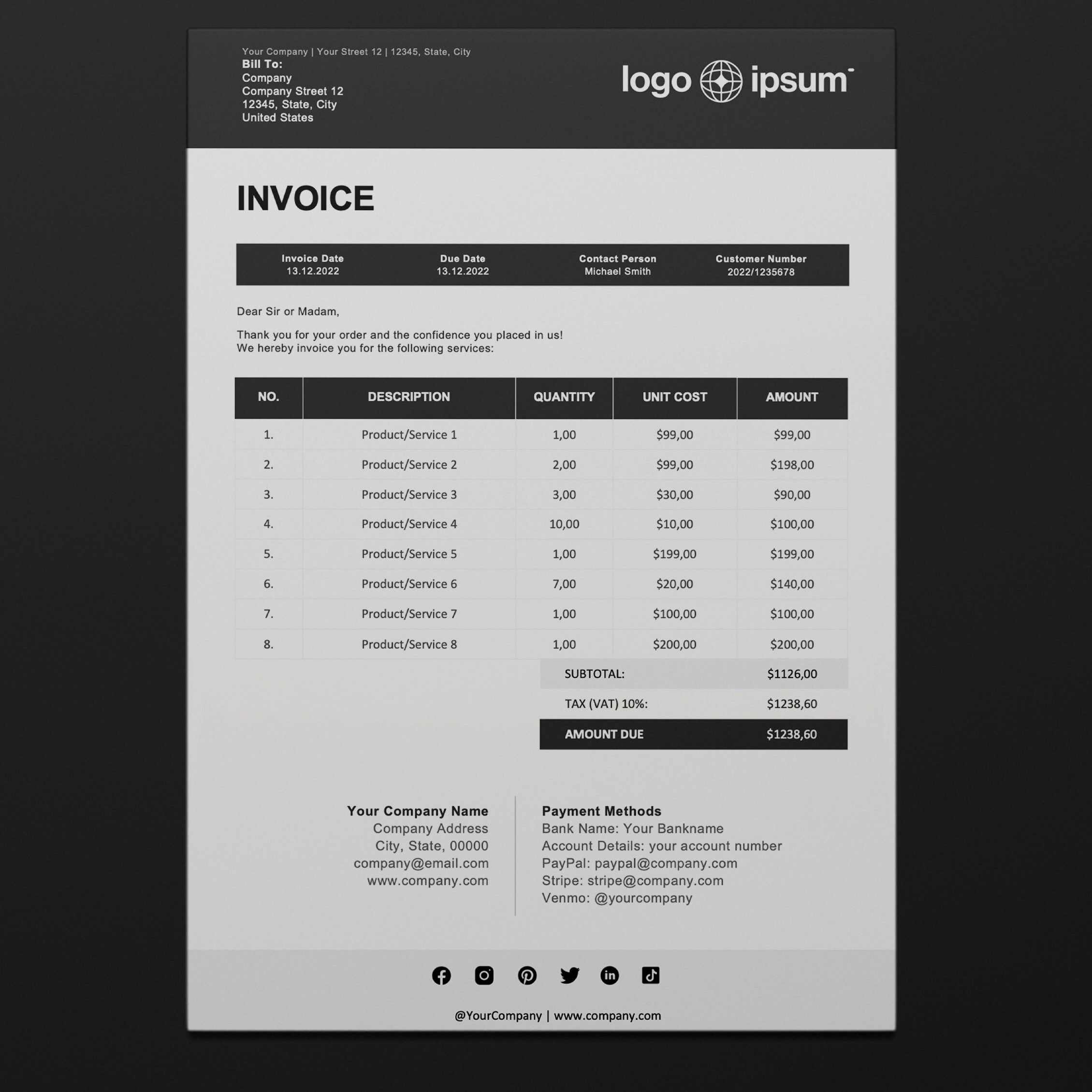 Invoice, Invoice Template, Business Invoice, Photography Invoice ...