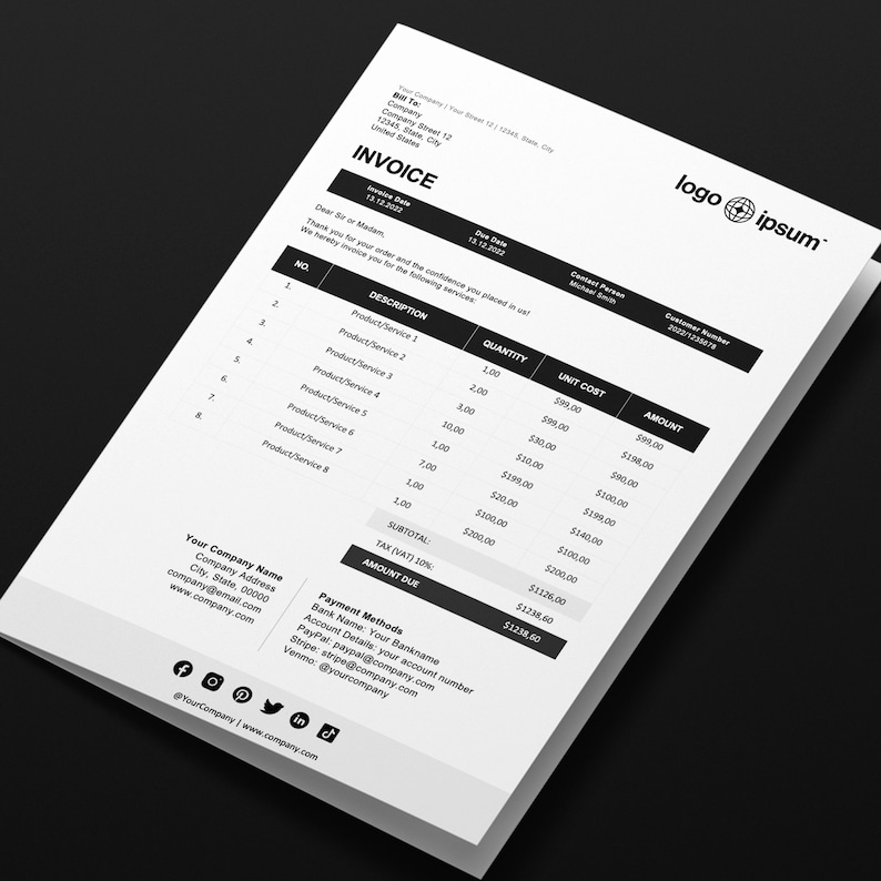 Invoice, Invoice Template, Business Invoice, Photography Invoice ...