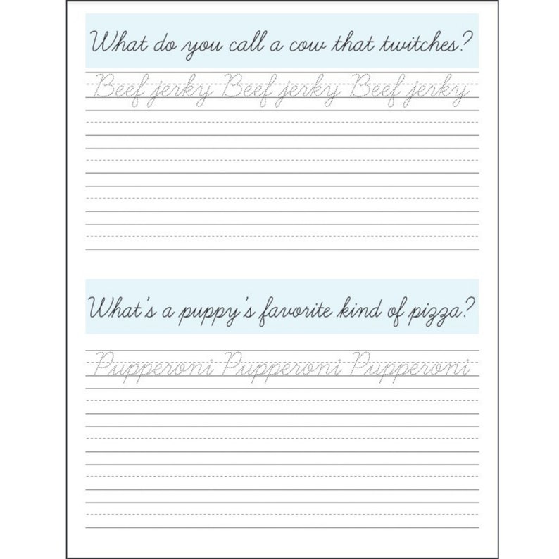 56 Worksheets for Cursive Words, Inspirational Quotes, Jokes for Kids ...