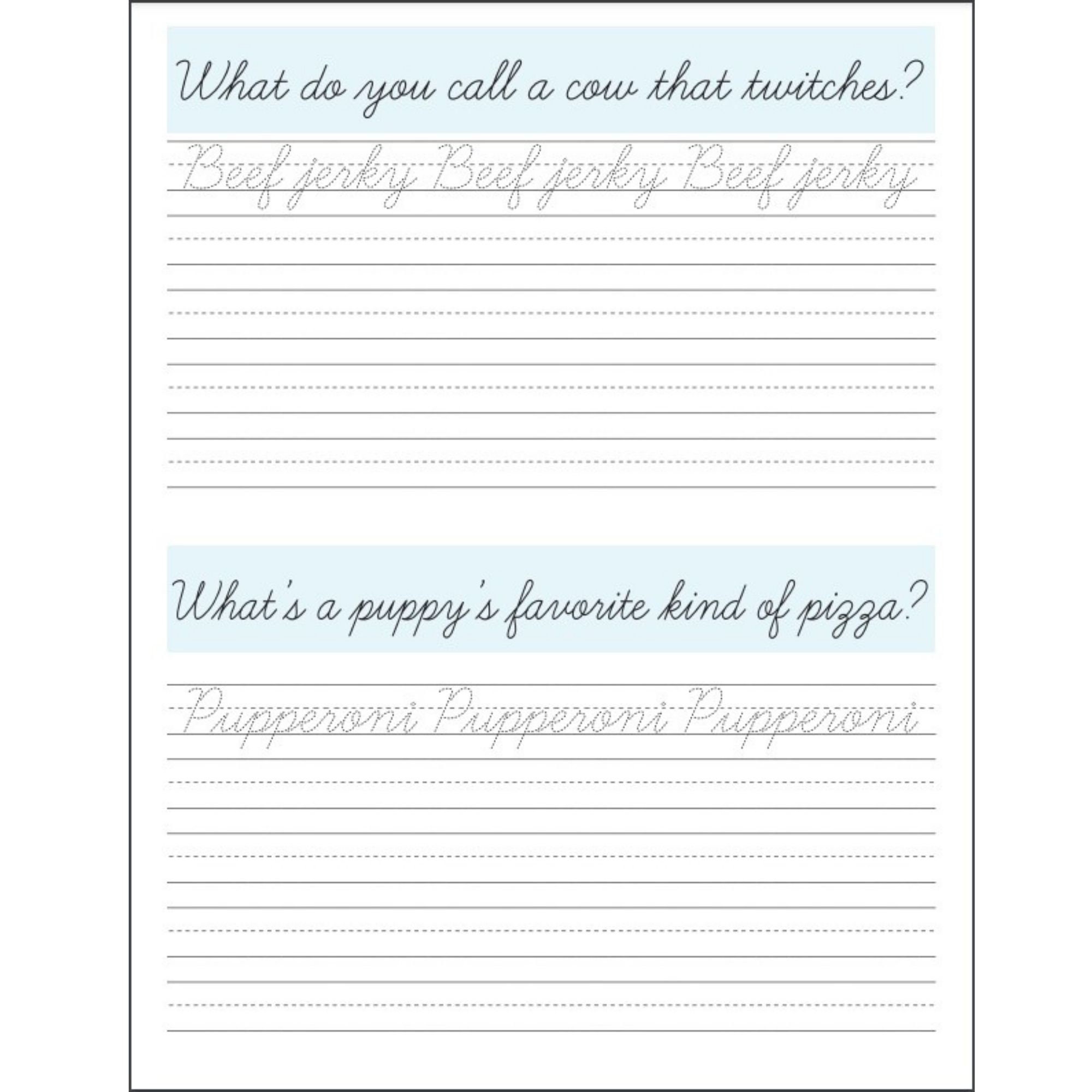 56 Worksheets for Cursive Words, Inspirational Quotes, Jokes for Kids ...