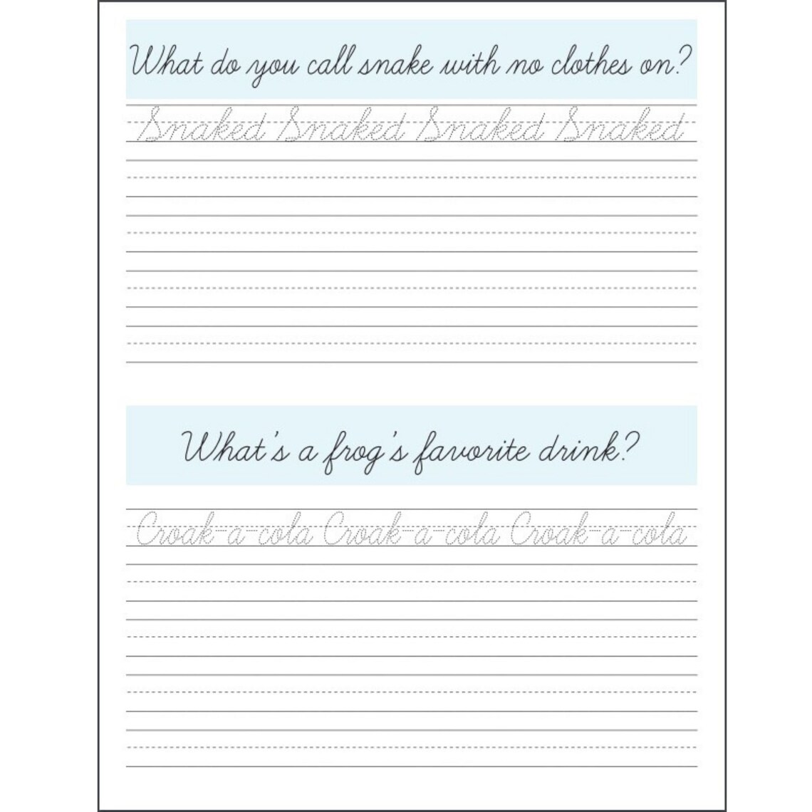 56 Worksheets for Cursive Words Inspirational Quotes Jokes - Etsy