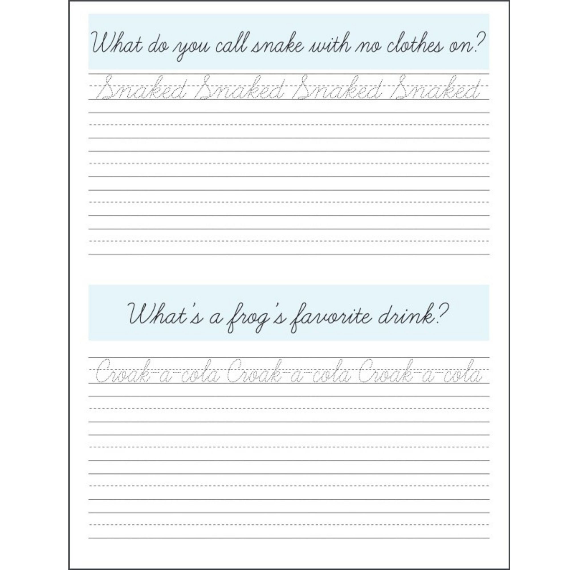 56 Worksheets for Cursive Words, Inspirational Quotes, Jokes for Kids ...