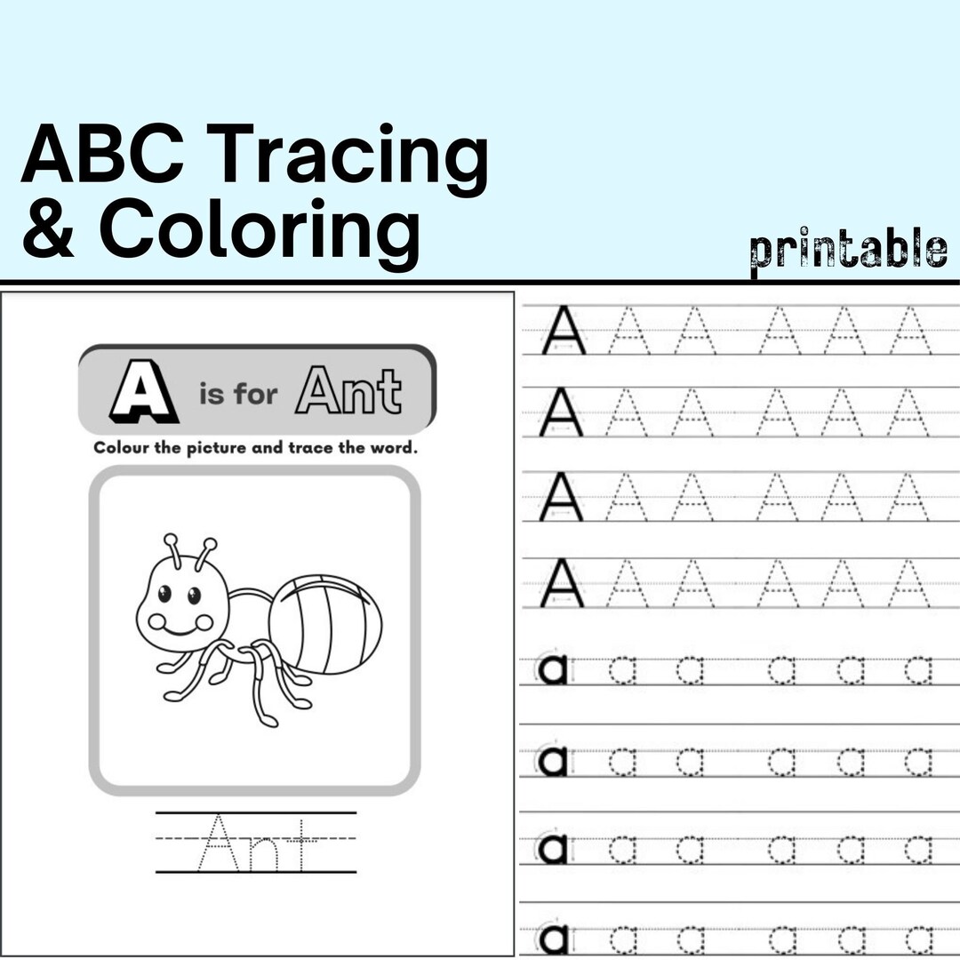 ABC Letter Tracing Worksheets With Cute Animal Coloring for Kids Ages 3 ...