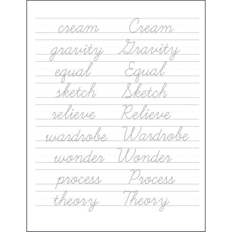 Cursive Words Tracing Worksheets for Kids Ages 6-10. 8,5x11. - Etsy